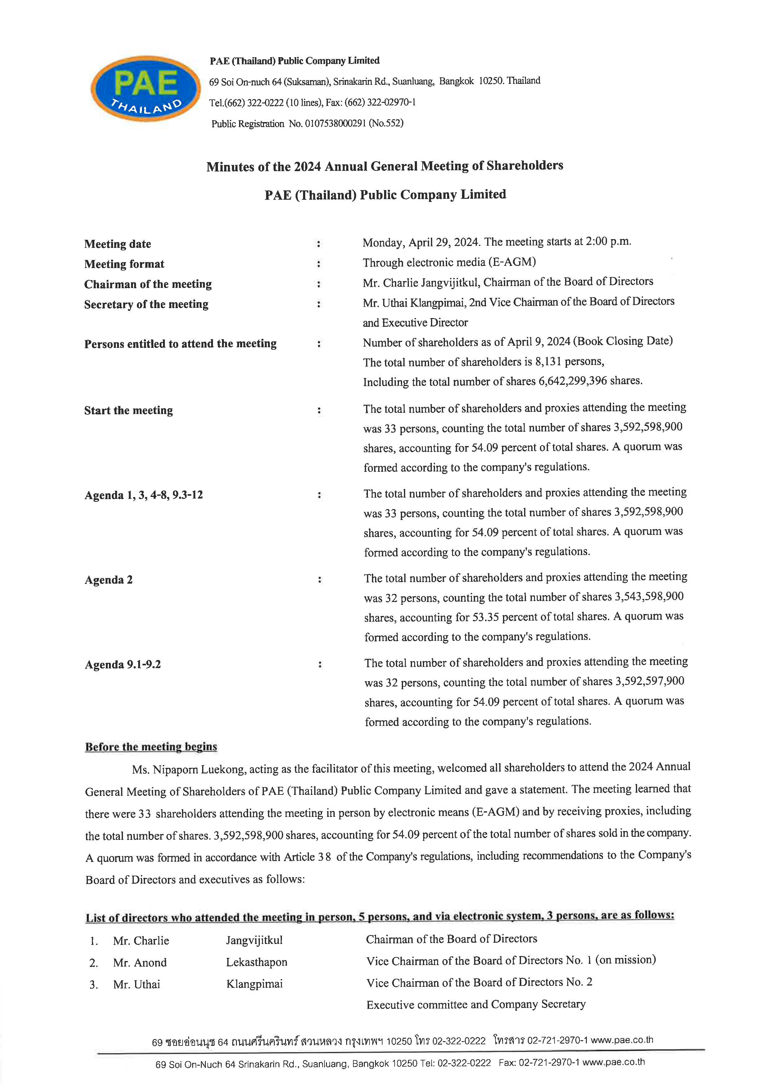 PAE (Thailand) Public Company Limited